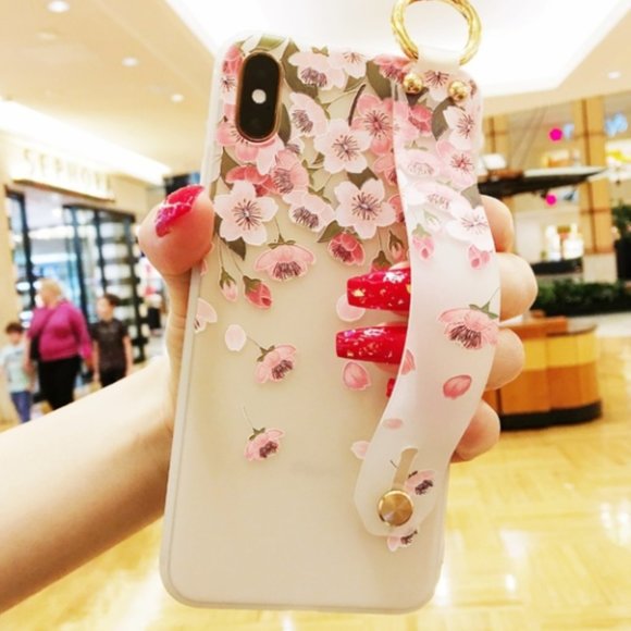 Accessories | Cherry Blossom Phone Case With Wrist Strap | Poshmark